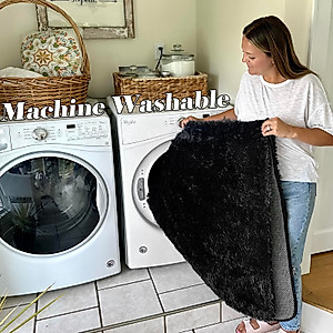 ONASAR Machine Washable Black Area Rug for Bedroom Living Room, 4x6 Fluffy Modern Indoor Bedside Floor Rugs, Ultra Soft Plush Carpet for Nursery Kids Teen Dorm Home Office Decor Aesthetic