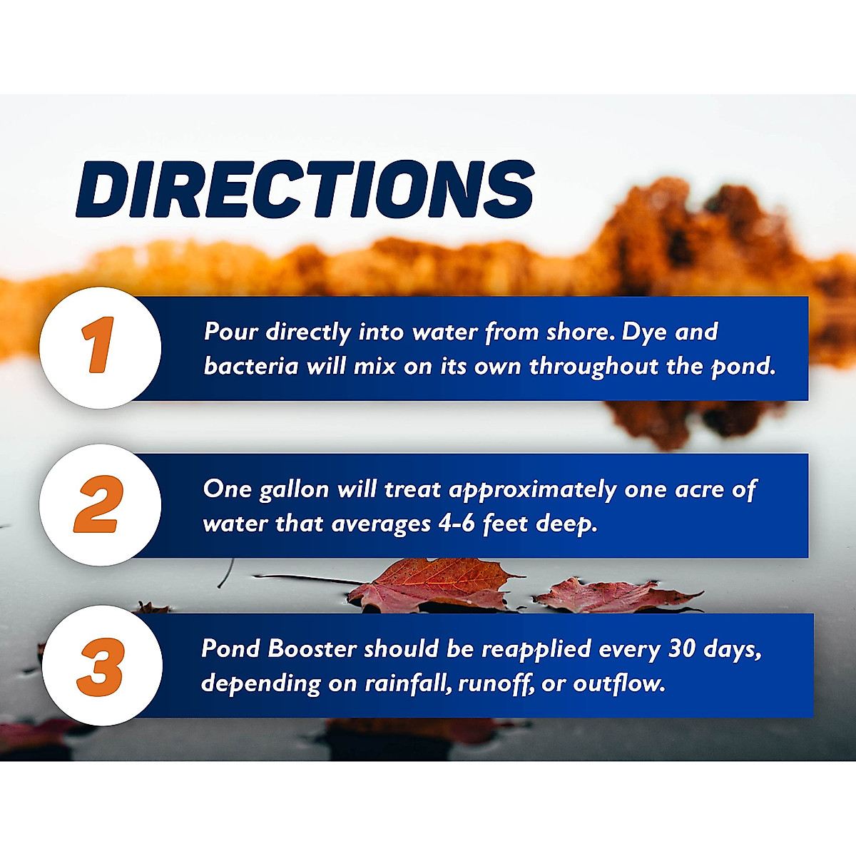 Crystal Blue Pond Booster - Crystal Blue Pond Dye & Natural Pond Cleaner Combo - Treats up to 1 Acre - Crystal Blue Water While Reducing Muck & Sludge - 1 Gallon