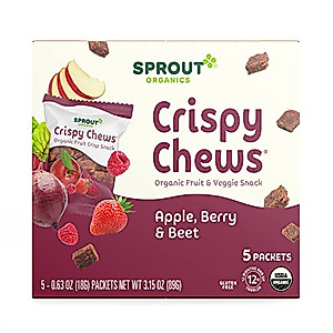 Sprout Organic Baby Food, Stage 4 Toddler Fruit Snacks, Red Fruit Beet & Berry Crispy Chews, 0.63 Oz Single Serve Packs (5 Count)