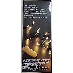 BXROIU Fairy Lights CR2032 Battery Operated,6 Pack 6.6Ft/2Meter 20 LEDs Micro Silver Wire String Lights for Bedroom Christmas Party Wedding Decoration (Warm White)
