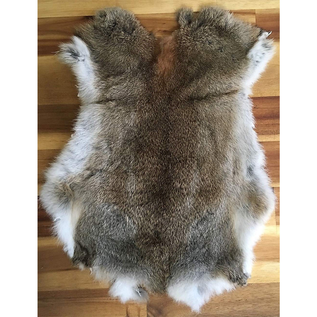 Natural Tanned Rabbit Fur Hide (10" by 12" Rabbit Pelt with Sewing Quality Leather)