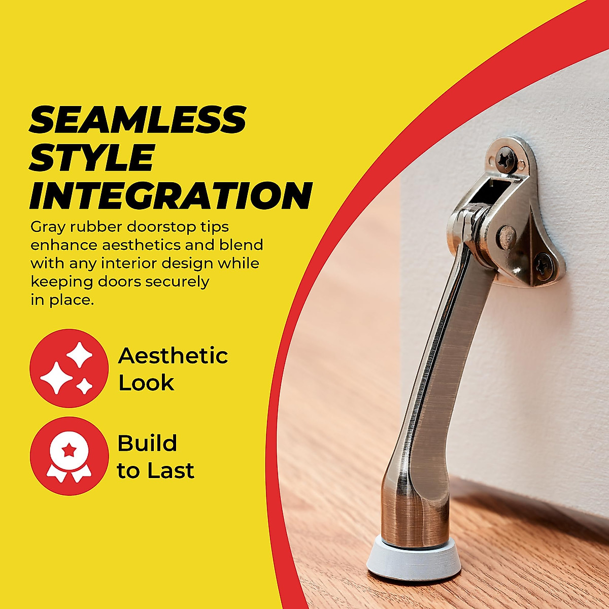 Replacement Rubber Tip for Kickdown / Drop Down Door Stop Holder, Grey, 5 Pack