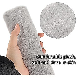 2PCS Fluffy Seat Belt Cushion - Extra Soft Rabbit Faux Fur for Seatbelt Covers - Great for Cold Weather,Car Seat Strap and Backpacks Comfort (Grey)