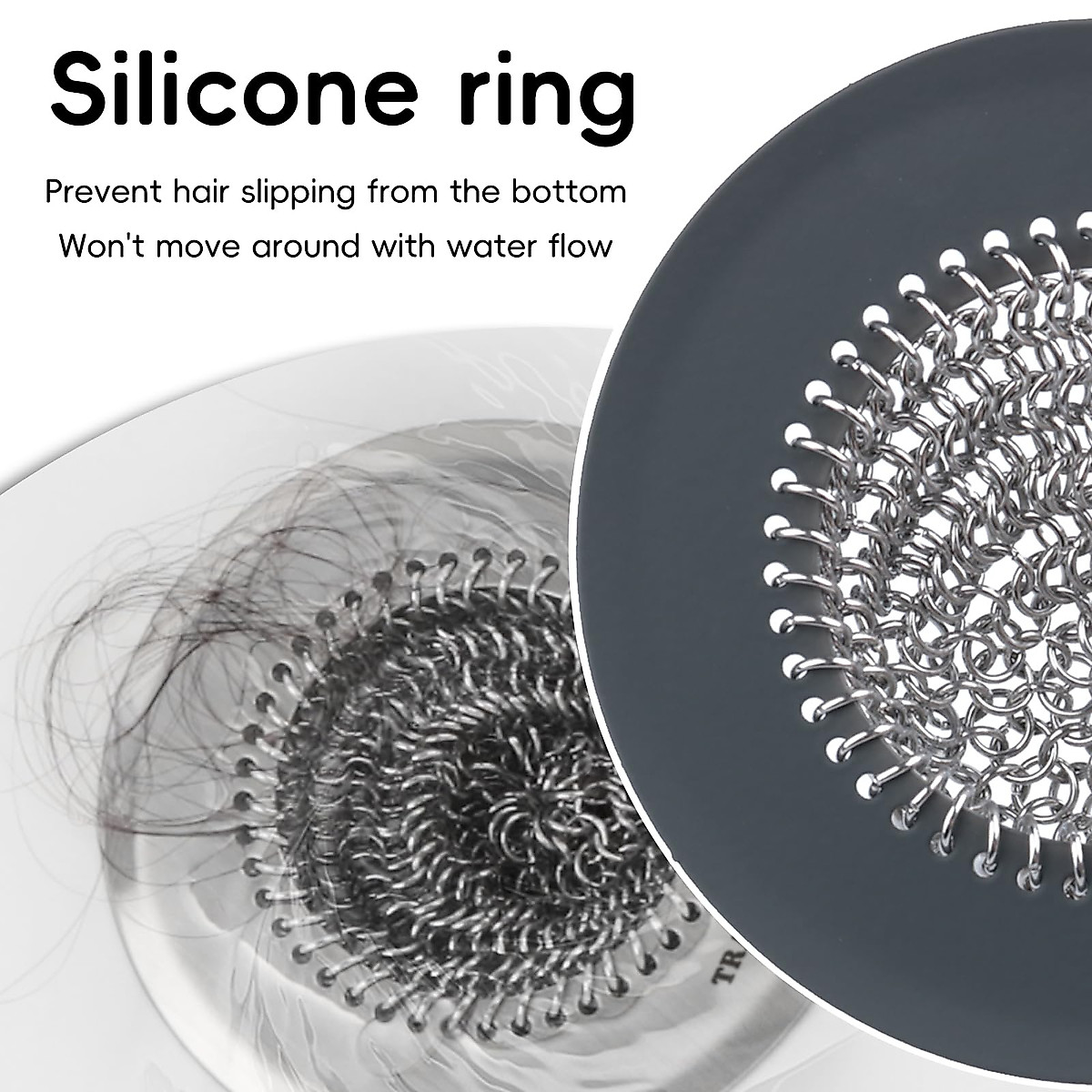 Shower Drain Hair Catcher, Easy Clean Bathtub Drain Hair Catcher, Anti-Slip Hair Catcher Shower Drain, Upgraded 304 Stainless Steel Tub Hair Catcher, Shower Drain Cover for Sink, Bathtub, Drain