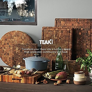 Teakhaus Butcher Block Cutting Board - Medium Wooden Cutting Board - Teak End Grain Wood - Knife Friendly - FSC Certified
