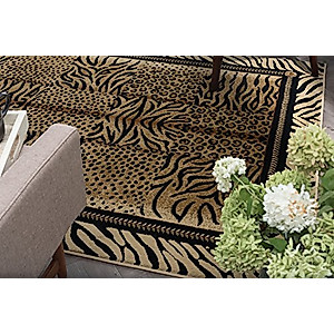 Savannah Contemporary Animal Beige Rectangle Area Rug, 8' x 10'