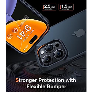 TORRAS 𝗨𝗽𝗴𝗿𝗮𝗱𝗲𝗱 Shockproof iPhone 14 Pro Max Case, Military Grade Drop Protection, Silicone iPhone 14 Pro Max Case, Slim Thin Semi-Clear iPhone 14 Pro Max Phone Case, Black-Guardian Series