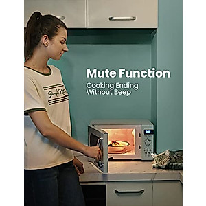 COMFEE' Retro Small Microwave Oven With Compact Size, 9 Preset Menus, Position-Memory Turntable, Mute Function, Countertop Microwave For Small Spaces, 0.7 Cu Ft/700W, Green, AM720C2RA-G