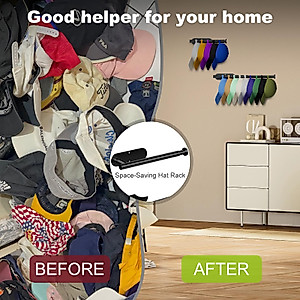 2 Pack Hat Racks for Baseball Caps,Retractable Hat Organizer Holder 20 Caps Stainless Steel Hat Storage Hooks Hanger Strong Adhesive Or Wall Drilled For Closet/Door/Living Room/Bedroom/Entryroom