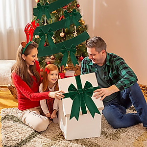 Riceshoot 2 Rolls Christmas Velvet Ribbon 2.5 Inch 20 Yards Xmas Velvet Wired Ribbon with Gold Edge for Christmas Tree Decorations Wreath Bow Making (Green)