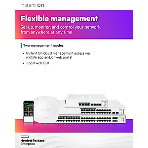 HPE Networking Instant On Switch Series 1830 48-Port Gb Smart-Managed Layer 2 Ethernet Switch | 48x 1G | 4X SFP | Fan-Less | US Cord (JL814A#ABA)