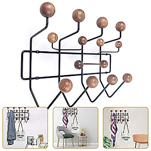 Practical Coat Rack, Hang It All Wall Hanger Coat Rack Solid Walnut Wooden Balls Wood Modern Wall Mounted Coat Hooks with Painted Solid Wooden Balls Classic Mid Century Coat Rack(Candy Hook)