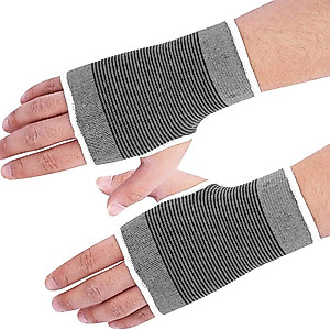 VGEBY 1Pair Wrist Brace, Elastic Wristband Wrist Palm Brace Carpal Tunnel Hand Compression Support Wrap Basketball Football Sports Gym Protector (Gray) Palm Protector For Hand