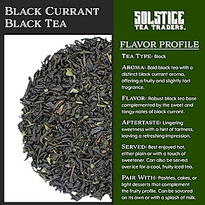 Solstice Blackcurrant Loose Leaf Black Tea (8-Ounce Bulk Bag), Makes 100+ Cups of Fruit-Flavored Black Currant Tea