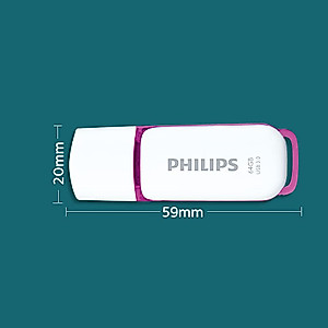 PHILIPS High Speed 64GB Flash Drive, Snow Edition USB 3.0 - White/Purple, 100MB/s