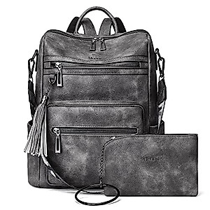 Shrrie Backpack Purse for Women Leather Backpack Fashion Designer Travel Backpack Convertible Shoulder Bag with Wristlet