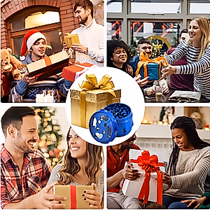 Generic 2.5 Inch Four Layers Manual Grinder - Spice and Seed Grinder - Kitchen Gadget - Transparent Cover - Easy to Clean - Suitable for Coffee Beans, Spices, Tobacco (1 Pack) (Blue)