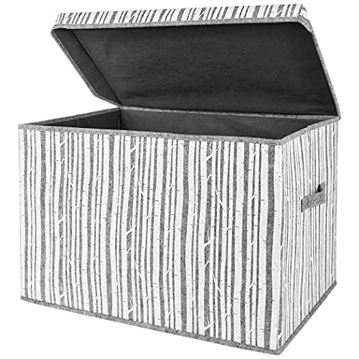 Sammy & Lou Birch Felt Toy Box; Collapsible; Gray, White; Two Handles; Hinged Lid; 22 in x 14.5 in x 15 in