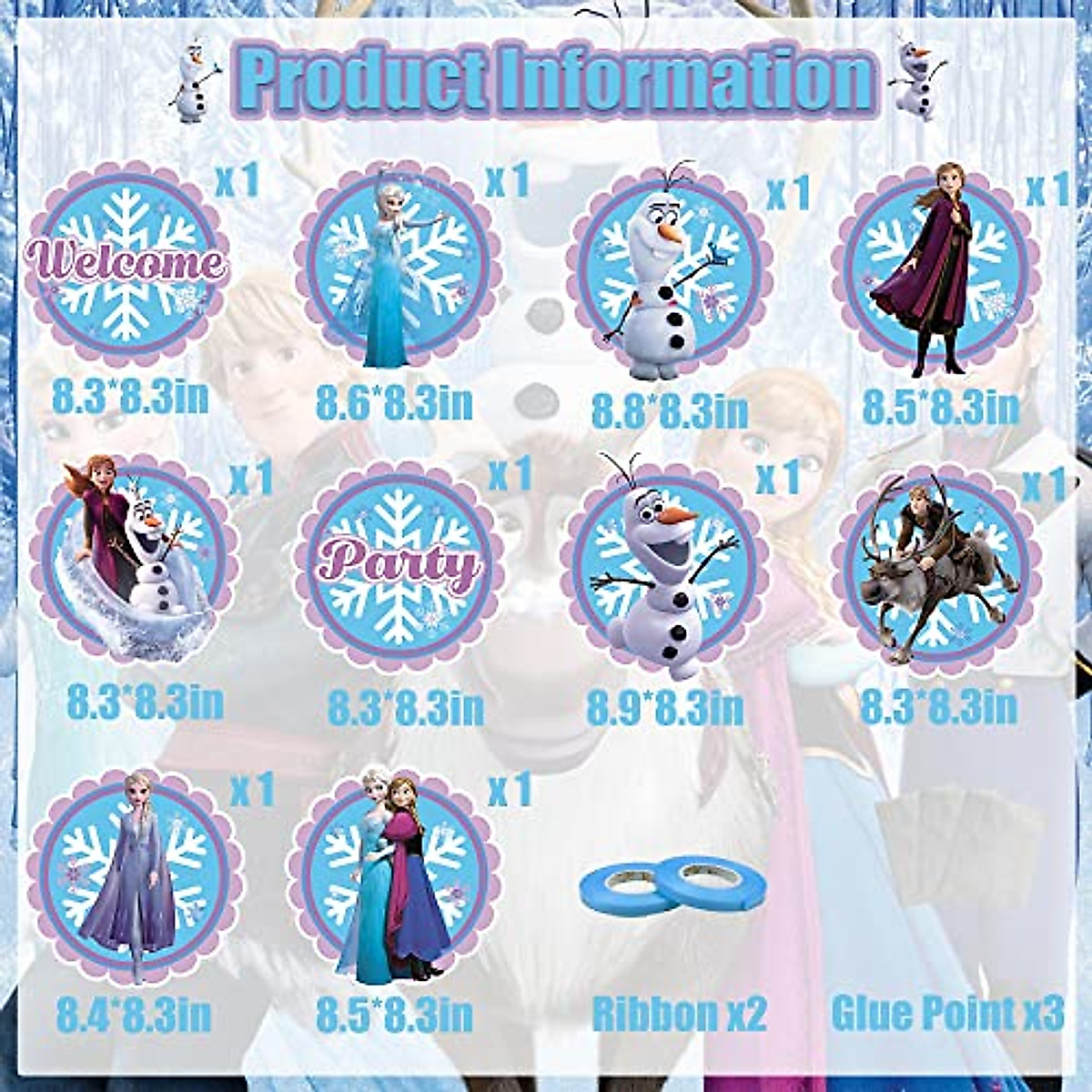 Frozen Birthday Party Supplies, Frozen Party Decorations Porch Sign, Door Banner Decorations for Frozen Theme Party Home Decorations