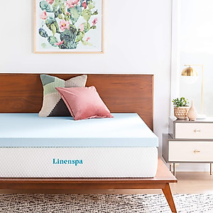 Linenspa 3 Inch Memory Foam Mattress Topper, Gel Infused Full Mattress Topper, CertiPUR-US Certified & 3 Inch Memory Foam Mattress Topper, Gel Infused Twin Mattress Topper, CertiPUR-US Certified