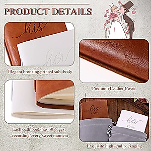 2 Pcs Wedding Vow Books His and Hers Vow Books Vow Notebook for Wedding Vows Journal Wedding Day Officiant Book 5.9 x 3.9 Inch, Bridal Shower Gifts, Wedding Keepsake, 50 Pages/Pcs (White, Brown)