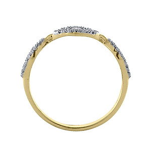 Pretty Jewels 14k Yellow Gold Evil Eye Design Ring, 1/6 Carat Round Cut White Natural Diamond Stackable Engagement Wedding Ring For Women (Color: H-I, Clarity: I1-I2, 0.17 Cttw) Ring Size-6