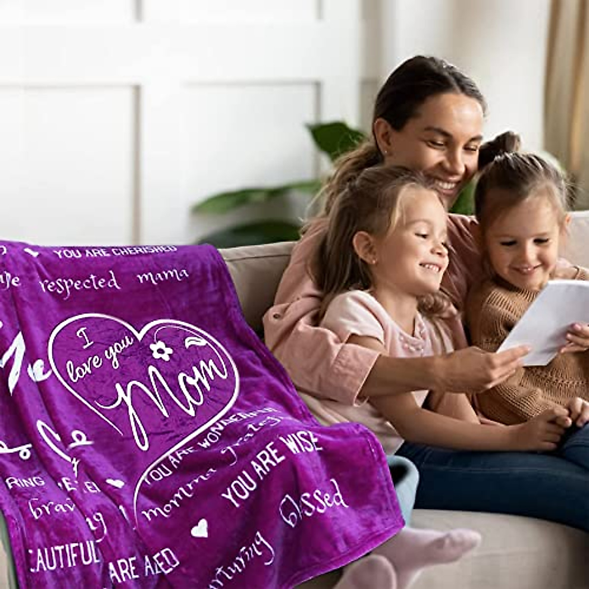 Aiishow Gifts Blanket for Mom Mother's Day, 59 inch x79 Cozy Flannel Throw Blankets, I Love You Print Women, Unique Mother from Daughter or Son, Birthday, Mothers Day (FBA-43AIS-US-ILYMQT-ZY)