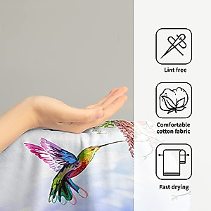 Pink Floral Hand Towels Set of 2 Hummingbird Butterfly Soft Absorbent Guest Bath Towel Kitchen Dish Towel Spa Home Bathroom Decorations