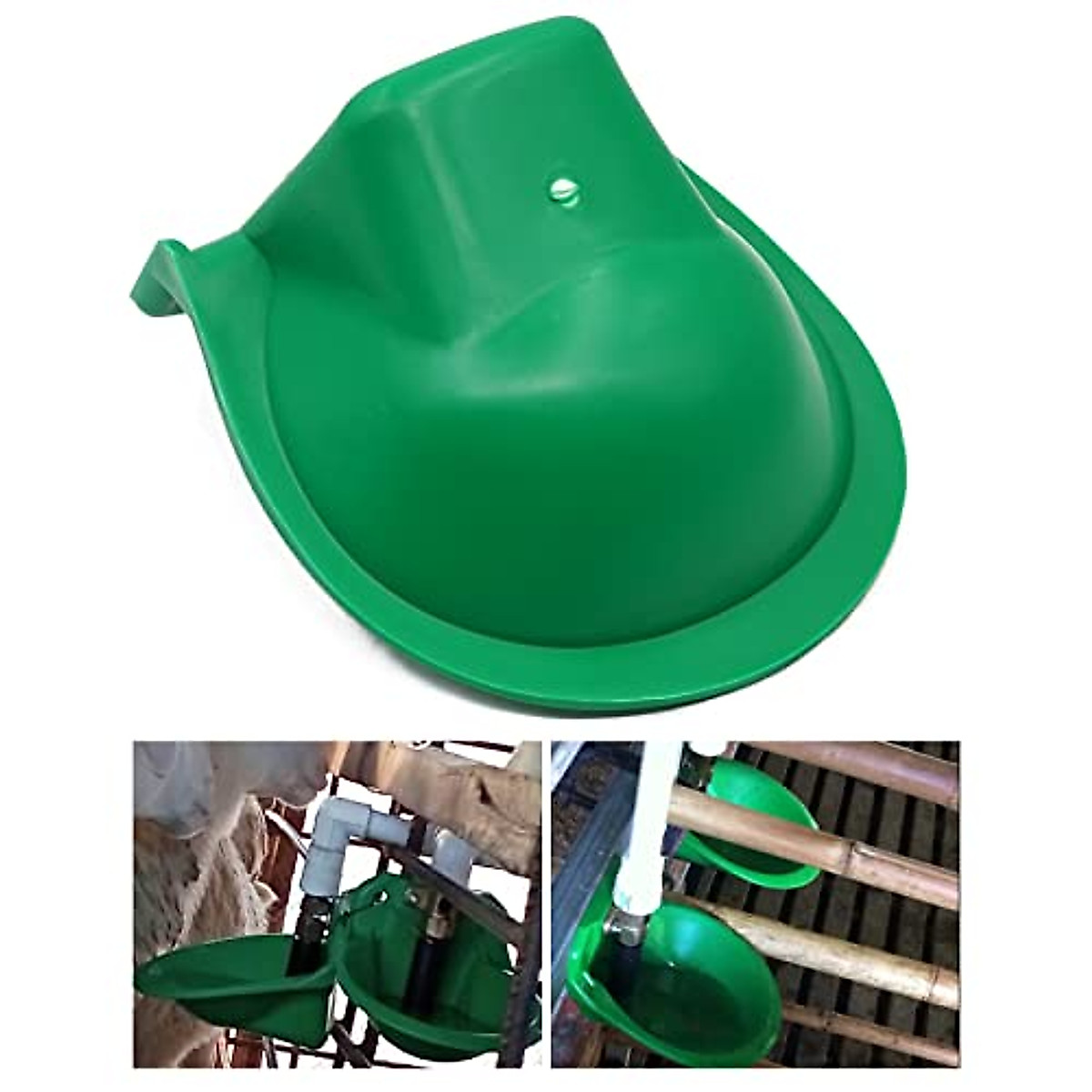 MINYULUA 2pcs Automatic Waterer Bowl Sheep Goats Drinking Bowl Farm Feeding Water Bowl Dispenser Plastic Drinking Trough Livestock Supply for Piglet Cattle Dog, Green
