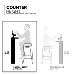 MoNiBloom Set of 4 Metal Stackable Barstools in White, 30 Inch High Backless Patio Furniture Indoor Outdoor Kitchen Bar Stools Dining Chair
