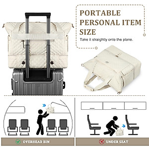 ETRONIK Travel Bag, Weekender Bags for Women, Personal Item Travel Bag with Wet Pocket, Duffel Bag for Travel with Shoes Compartment, 37L Hospital Bag for Labor and Delivery (Beige)