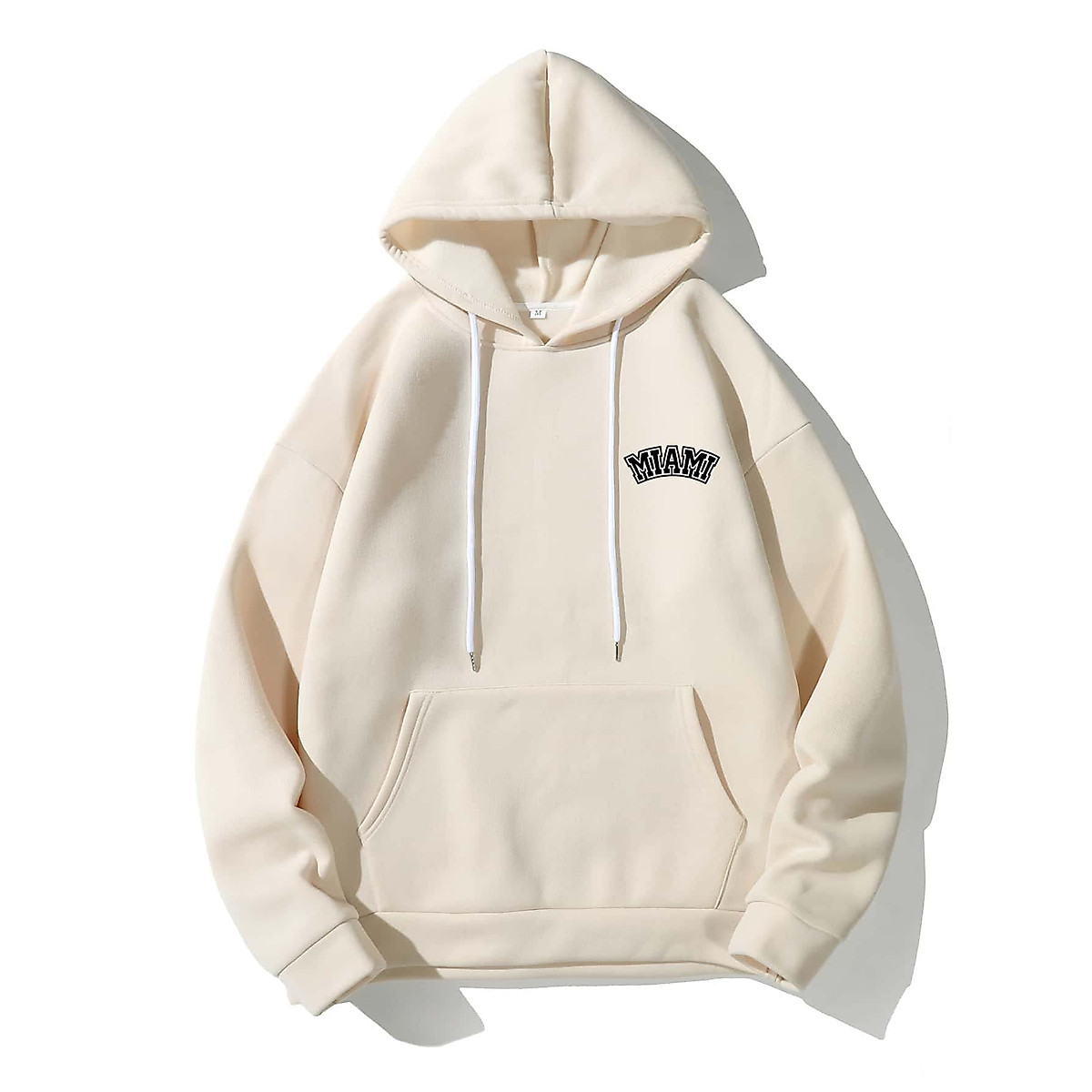 SHENHE Men's Letter Print Casual Long Sleeve Drawstring Pullover Hoodie Sweatshirt Apricot L