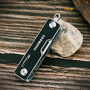 munkees 10-in-1 multi-purpose pocket tool with safety lock knives, rope cutter, bottle opener, screwdriver