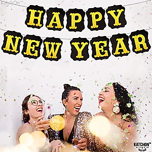 Shiny, Happy New Year Banner 2023 - No DIY, 10 Feet | New Years Eve Party Supplies 2023 for New Years Decorations 2023 | Happy New Year Sign for Happy New Year Decorations 2023 | NYE Decorations 2023