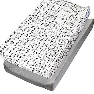 HonestBaby Organic Cotton Changing Pad Covers (Set of Two), Pattern Play/Heather Gray, One Size