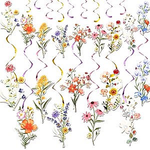 Trandraft 36 Pcs Wildflower Hanging Swirl Decorations Floral Wedding Flower Birthday Baby Shower Party Decorations Hanging Swirls for Home Classroom Flower Garden Themed Party Supplies for Women