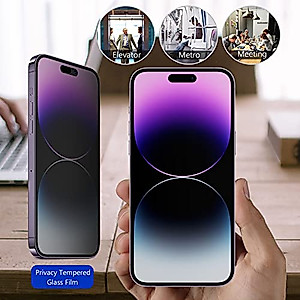 ProCase (2 Pack) iPhone Privacy Screen Protector for iPhone 14 Pro Max 2022, 9H Anti Spy Dark Tempered Glass Screen Film Guard for iPhone 14 Pro Max 6.7 Inch 2022, Case Friendly Bubble Free
