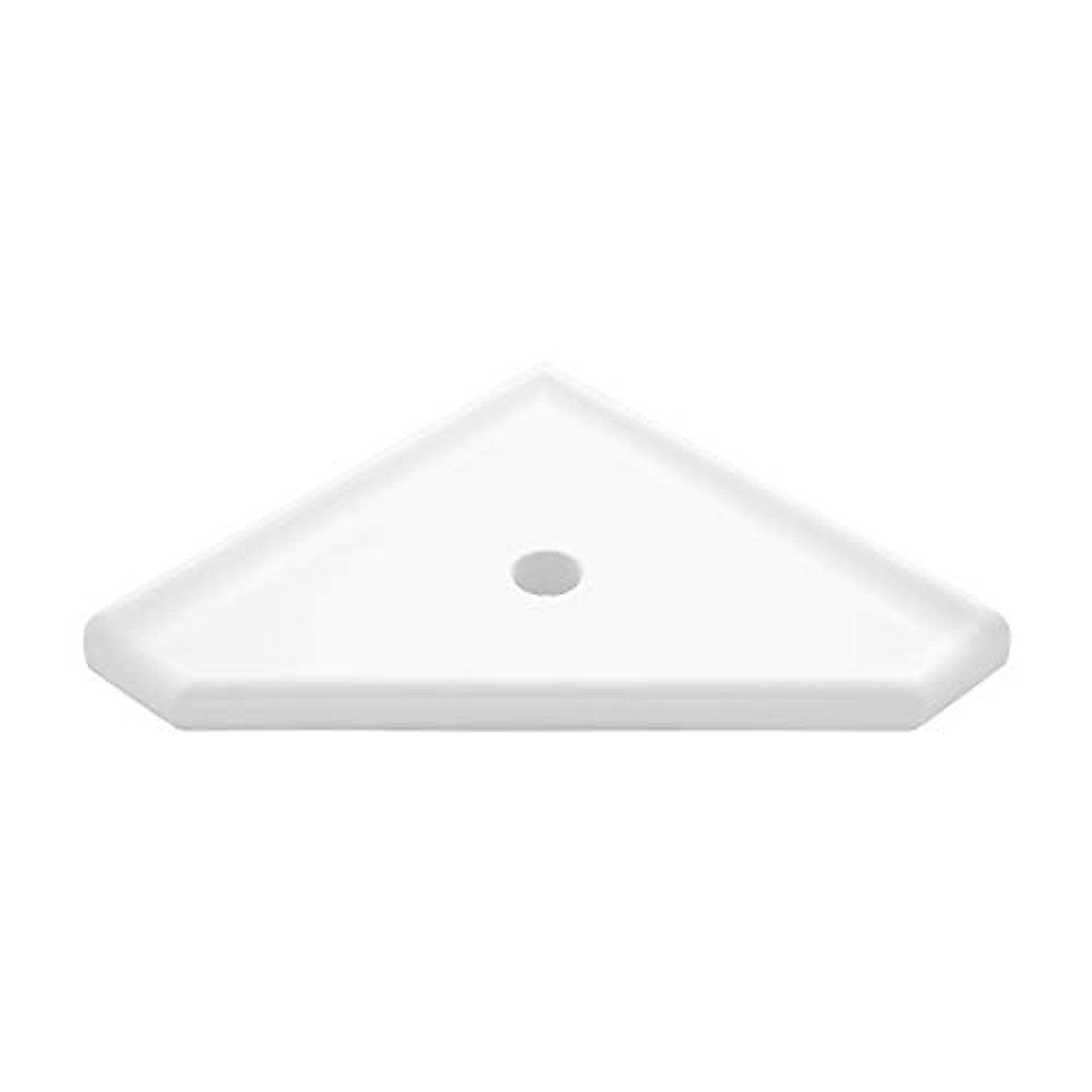 Questech Décor 8 Inch Corner Shower Shelf Bathroom Caddy, Lugged For New Construction, Corner Shower Shelf For Tiled Shower Walls, Corner Bathroom Shelf, 8 Inch Geo Lugged, Bright White Polished