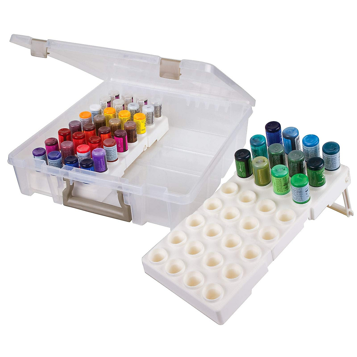 ArtBin 6959AB Bottle Storage Super Satchel, Portable Carrying Case - Organizes up to 32 individual 0.5oz Bottles, Clear