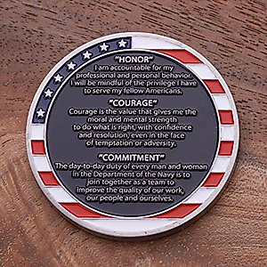 Navy Core Values Challenge Coin - United States Navy Challenge Coin - Amazing USN Navy Military Coin - Designed by Military Veterans!