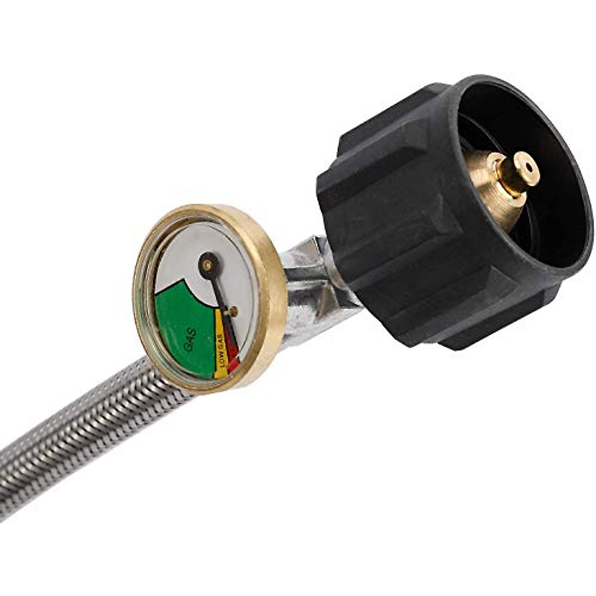 HYDDNice 6FT Propane Hose with Gauge Stainless Steel Braided Propane Hose Converts 1lb Portable Appliances to 5-40lbTank,for Propane Stove, Heater, Tabletop Grill