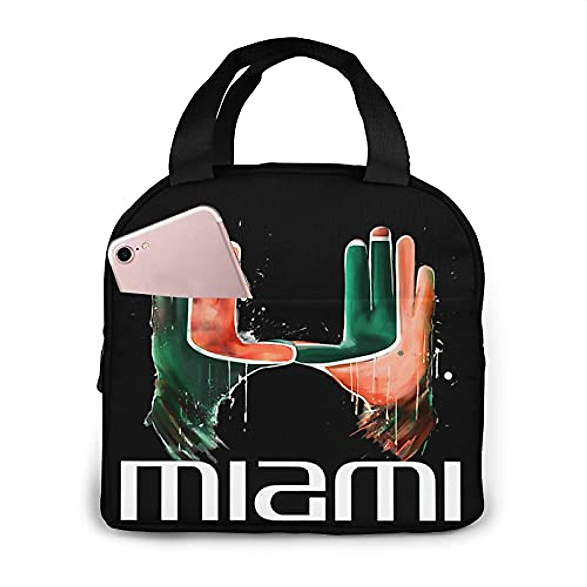 Arneycal Miami Hurricanes Limited Edition Portable Insulated Lunch Bag Waterproof Tote Bento Bag