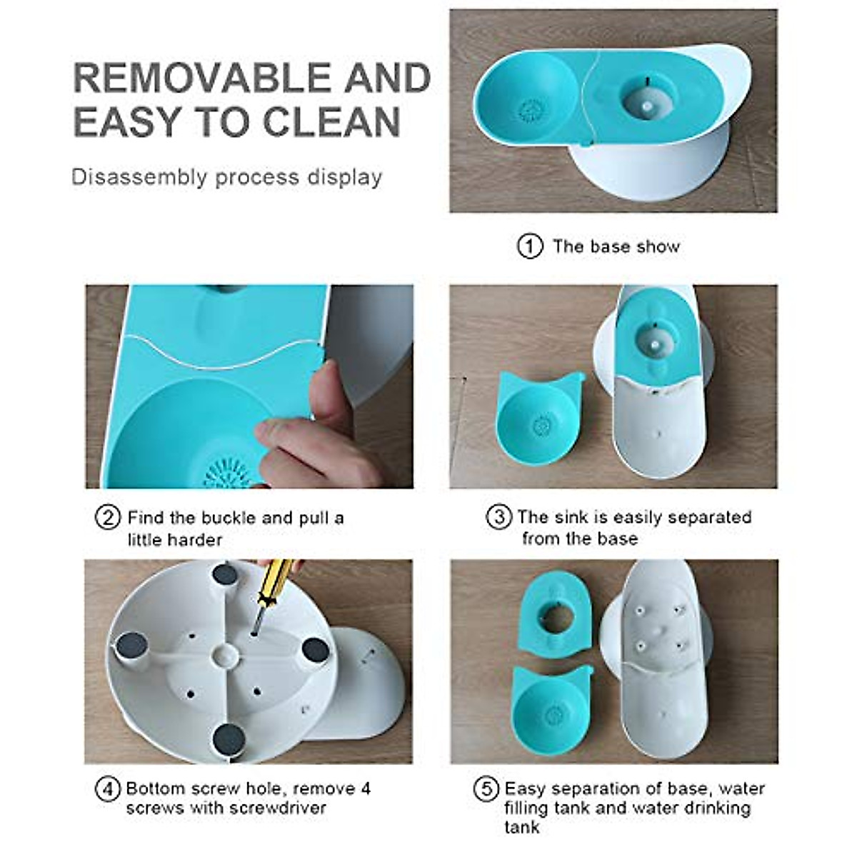 CLICIC Cat Dog Water Dispenser Automatic Water Drinking Fountain for Small or Medium Size Dogs Cats Easy to Clean Snail Shape 2.8L Pink