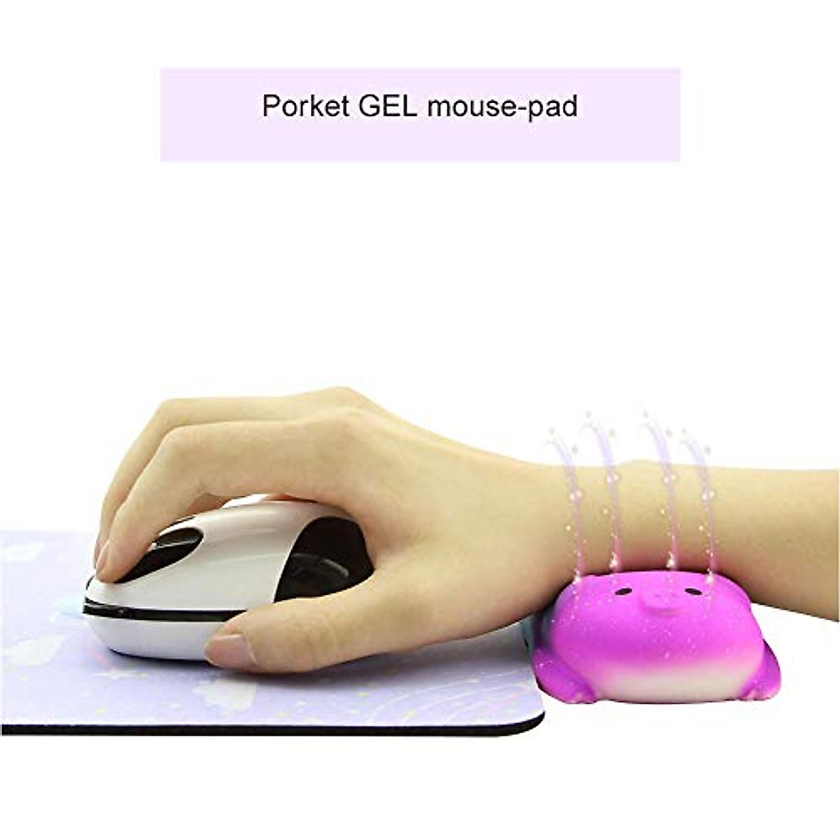 Small Wrist Rest Mouse Pad, Mini Cute Ergonomic Mousepad Memory Foam Design Pig Shape Wrist Support Pillow Rest Cushion Mat for Office Computer Laptop,Comfortable and Pain Relief(Starry Sky)