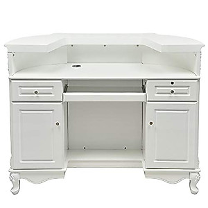 Reception Desk Receptionist Counter with LED Lighted Front Glass Panel REVIVAL