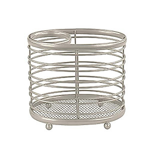 Spectrum Ashley Hair & Accessory Holder (Satin Nickel Powder Coat) - Bathroom & Under Sink Organizer for Hair Dryer, Beauty Tools, Accessories, & Home Essentials