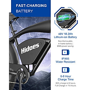 Kanpe Electric Bicycle for Adults with 48V 18.2Ah Battery,1200W Motor 34Mph,Hidoes 26" * 4" E Bike for Adults Electric Mountain Bike for Men,Commuter E-Bike Fat tire Electric Bike Shimano 7-Speed