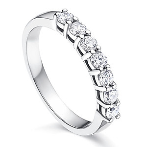 Elegant Women's Inlaid Zircon Engagement Rings Classic Bridal Wedding Band Promise Rings Exquisite Jewelry for Her (Silver, 6)