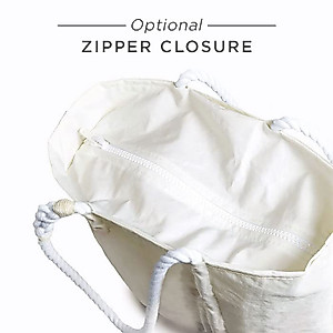 Sea Bags Recycled Sail Cloth Breton Stripe White Anchor Handbag Shoulder Bag, Small Tote Bag Rope Handles, Clasp Closure Rope Handles