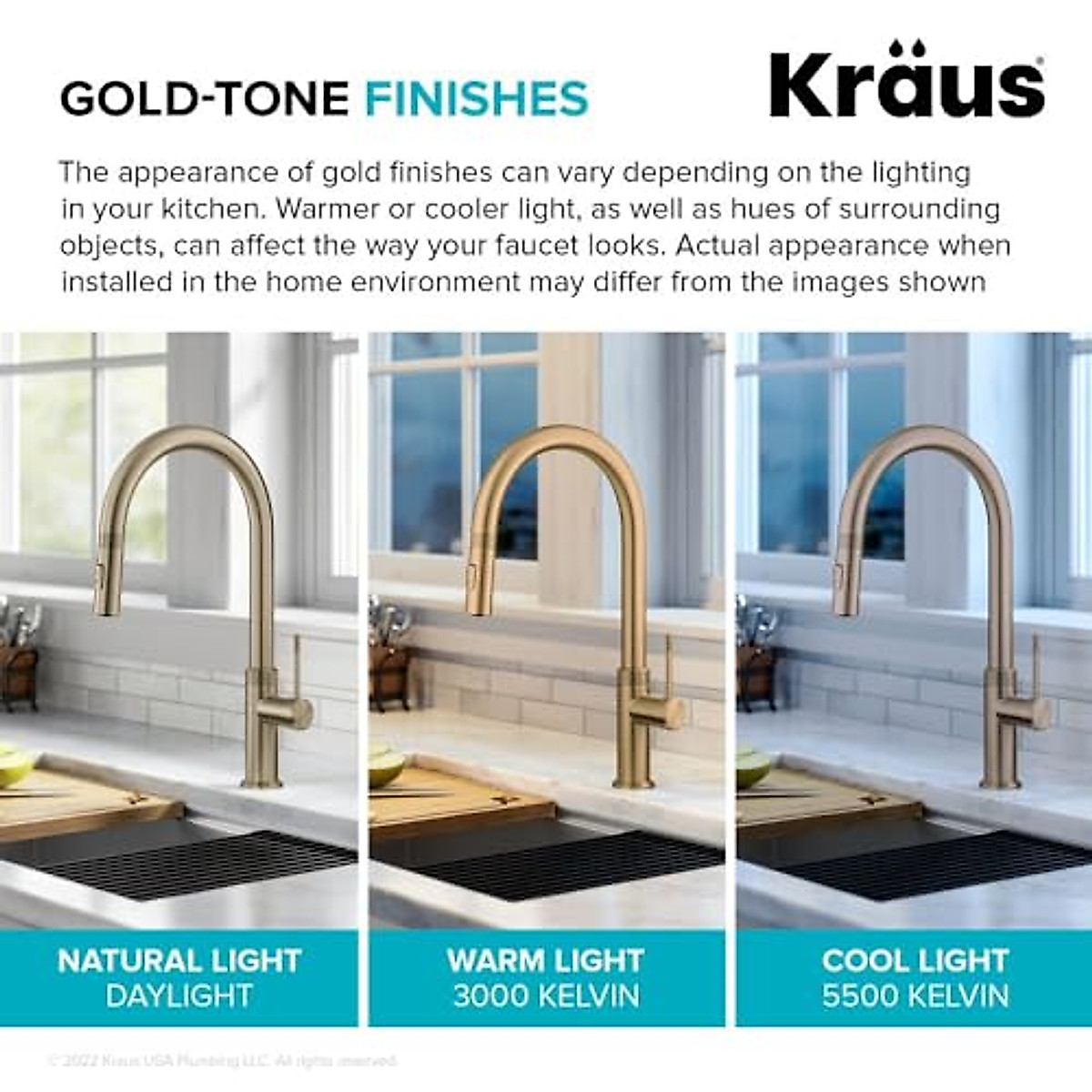 KRAUS Oletto Modern Industrial Pull-Down Single Handle Kitchen Faucet in Brushed Gold, KPF-2654BG